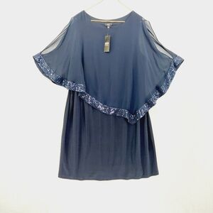 MSK | Dresses | New Msk Womens Deep Navy Blue Plus Size Sequintrim ...